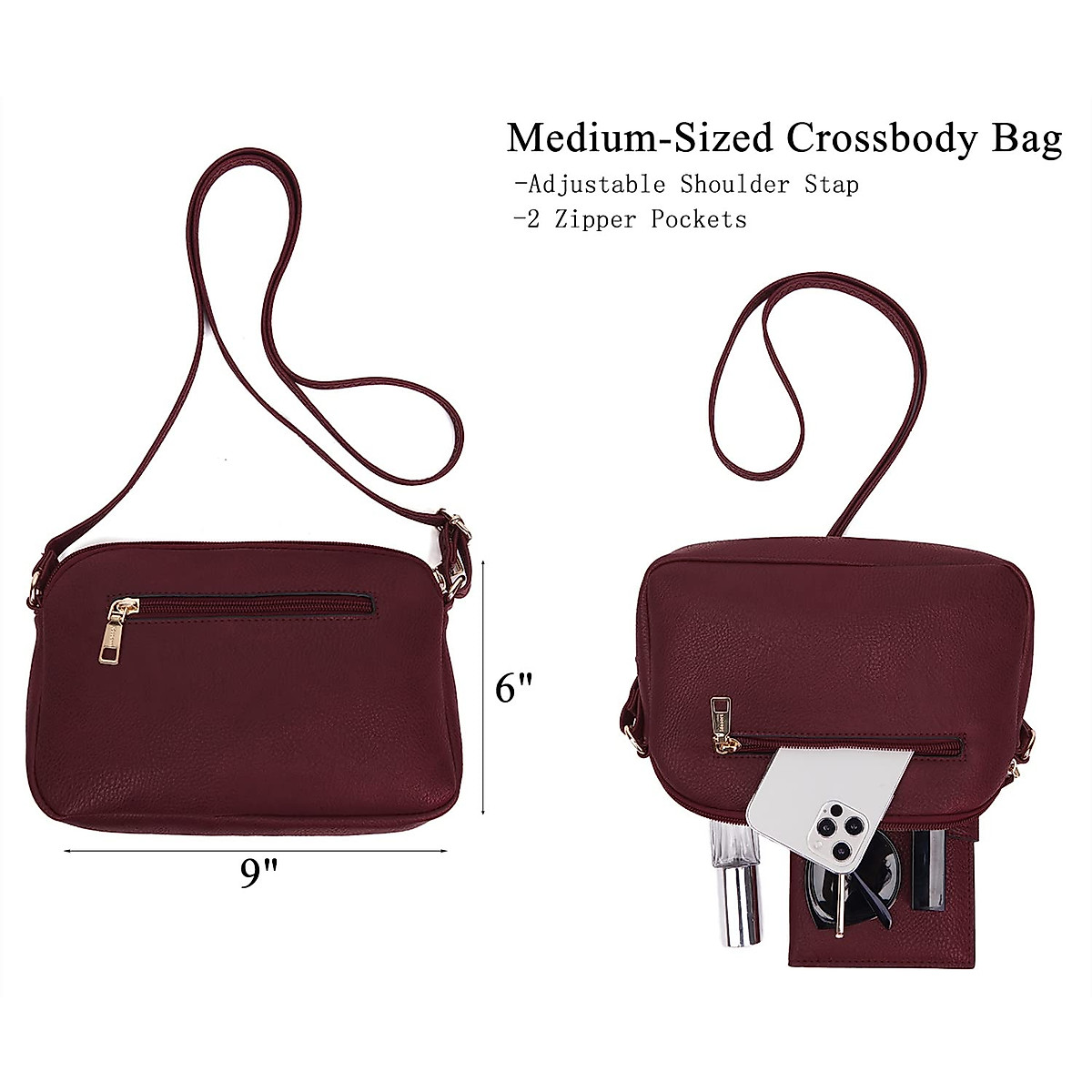 Tote Handbags for Women Purse and Wallet Set Large Shoulder Bags Crossbody Purses Satchel WineRed