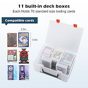 Saichotoy Trading Card Storage Box: Card Case Holder Organizer for 800+ Pokemon, MTG, Yugioh, TCG Cards with 11 Individual Starter Deck Box Each Holds 70 Cards