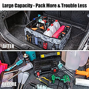 CZC AUTO Car Trunk Organizer Premium Collapsible/Foldable Cargo Trunk Storage Organizer with 3 Compartments, Large Capacity for Car SUV Truck