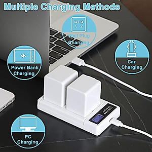 Battery and Charger for Arlo Ultra/Ultra 2/Arlo Pro 3/Pro 4 Spotlight Camera(VMC4040P), Dual Port LCD Fast Charger Station, 3.85V 4800mAh 18.48WH 2pcs Replacement Battery