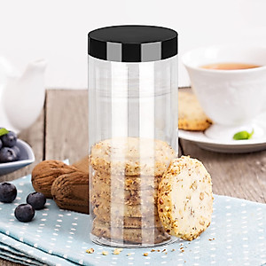 4 Pack Mason Jars, Clear Plastic Jars with Lids, Clear Slime Containers for Organizing, Kitchen & Pantry Use, Round PET Cream with Airtight Lids (48 oz)