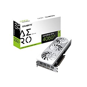 GIGABYTE GV-N406TAERO OC-8GD GeForce RTX 4060 Ti AERO OC 8G Graphics Card, 3X WINDFORCE Fans, 8GB 128-bit GDDR6, Video Card