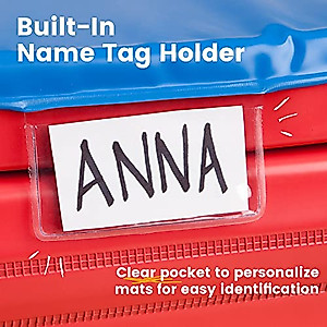 ECR4Kids Premium Folding Rest Mat, 3-Section, 1In, Classroom Furniture, Blue/Red