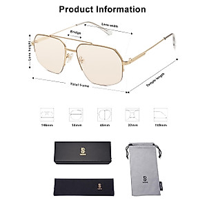 SOJOS Trendy Aviator Sunglasses Mens Womens Retro Double Bridge Metal Frame Semi-Rimless Shades Lentes De Sol Para Mujer SJ1191 Light Brown