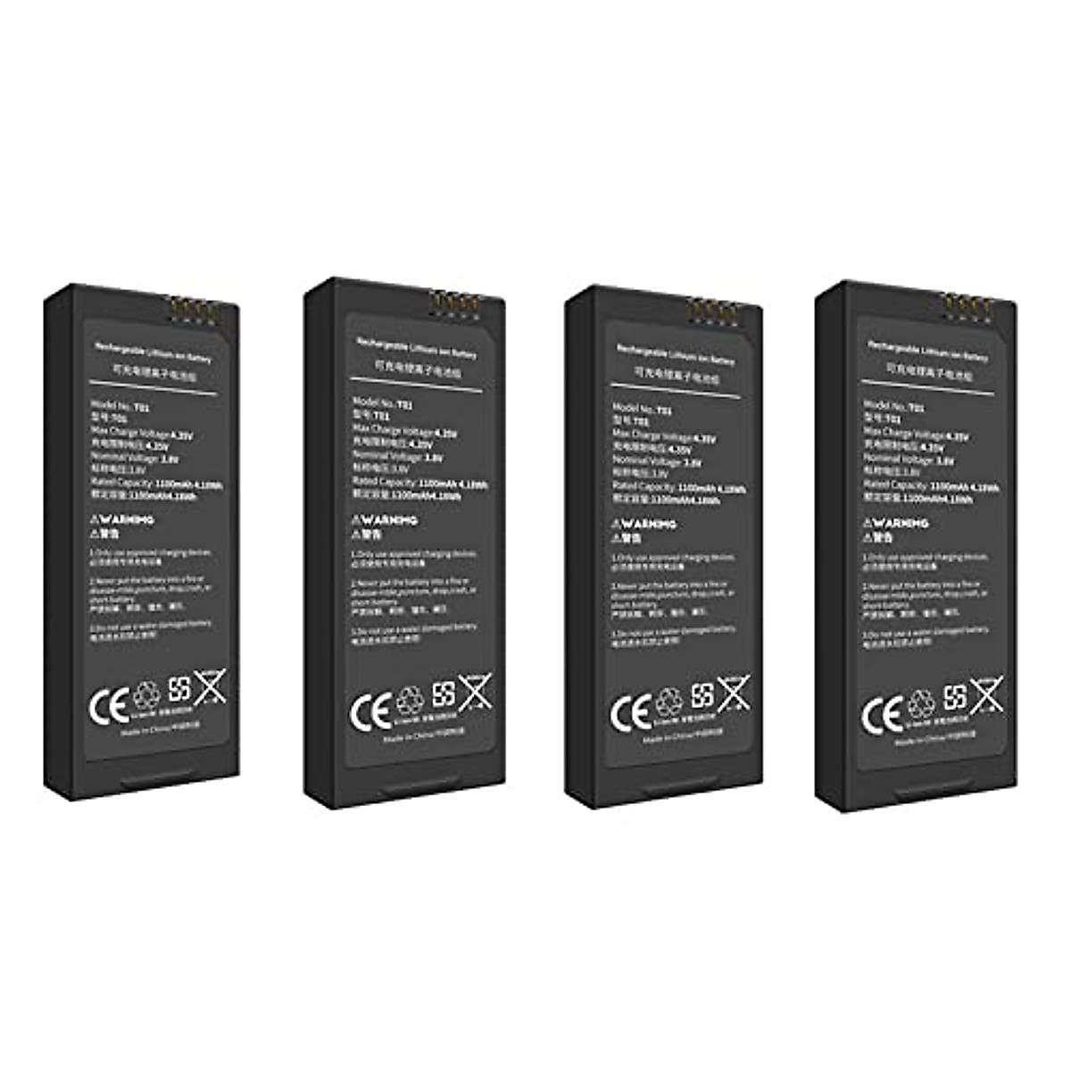 gifi power 4pcs x 1100mAh Batteries for Ryze Tech DJI Tello Drone (Black)