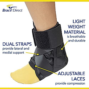 Brace Direct Lace Up Ankle Brace with Figure 8 Strapping - Compression Stabilizer Support & Leg Splint for Sprained, Rolled, Acute Ankle Injuries