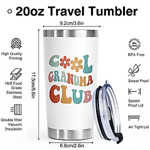 Aurahouse Grandma Gifts-Cool Grandma Club Tumbler 20 Oz, Christmas Gifts for Grandma, Grandma Birthday Gifts, New Grandma Gifts, First Time Grandma, Grandma-to-be, Nana, Gigi Coffee Cup