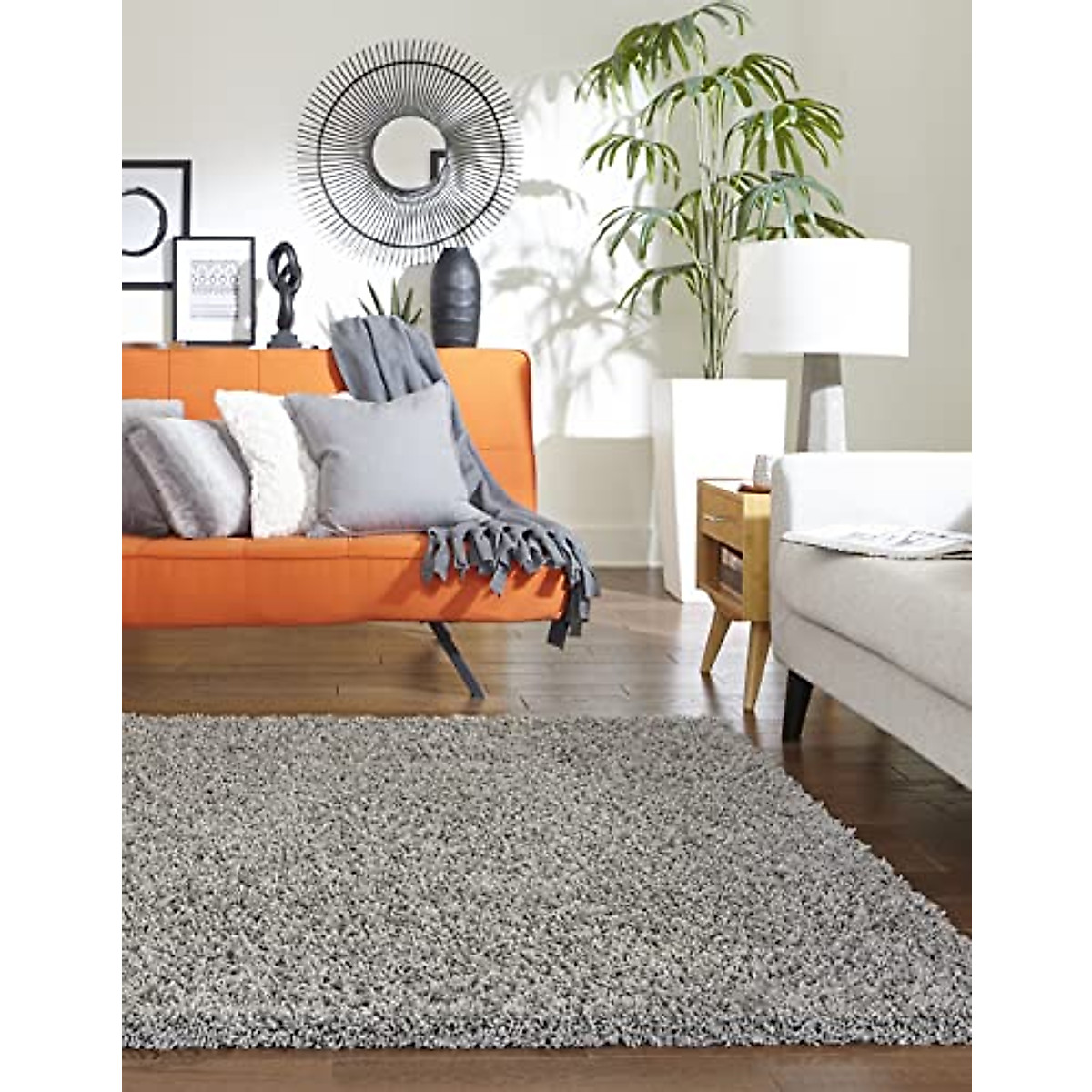 Unique Loom Solid Shag Collection Area Rug (8' x 10', Cloud Gray)