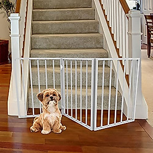 PETMAKER Pet Gate – Dog Gate for Doorways, Stairs or House– Freestanding, Folding, Accordion Style, Wooden Indoor Dog Fence (24-Inch, White)