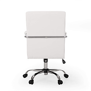 Christopher Knight Home William Modern Channel Stitched Swivel Office Lift Chair, White and Chrome