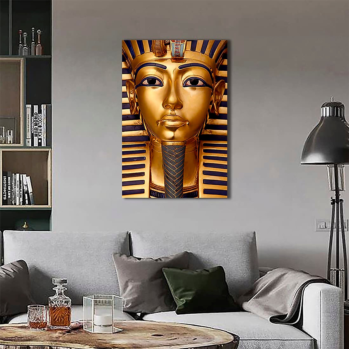 Ancient Egyptian Pharaoh Canvas Painting Poster Golden Tutankhamun Prints Mural Poster Home Bedroom Decoration Painting Canvas Painting Posters and Prints Wall Art Pictures for Living Room (Framed-style,16x24inch/40x60cm)