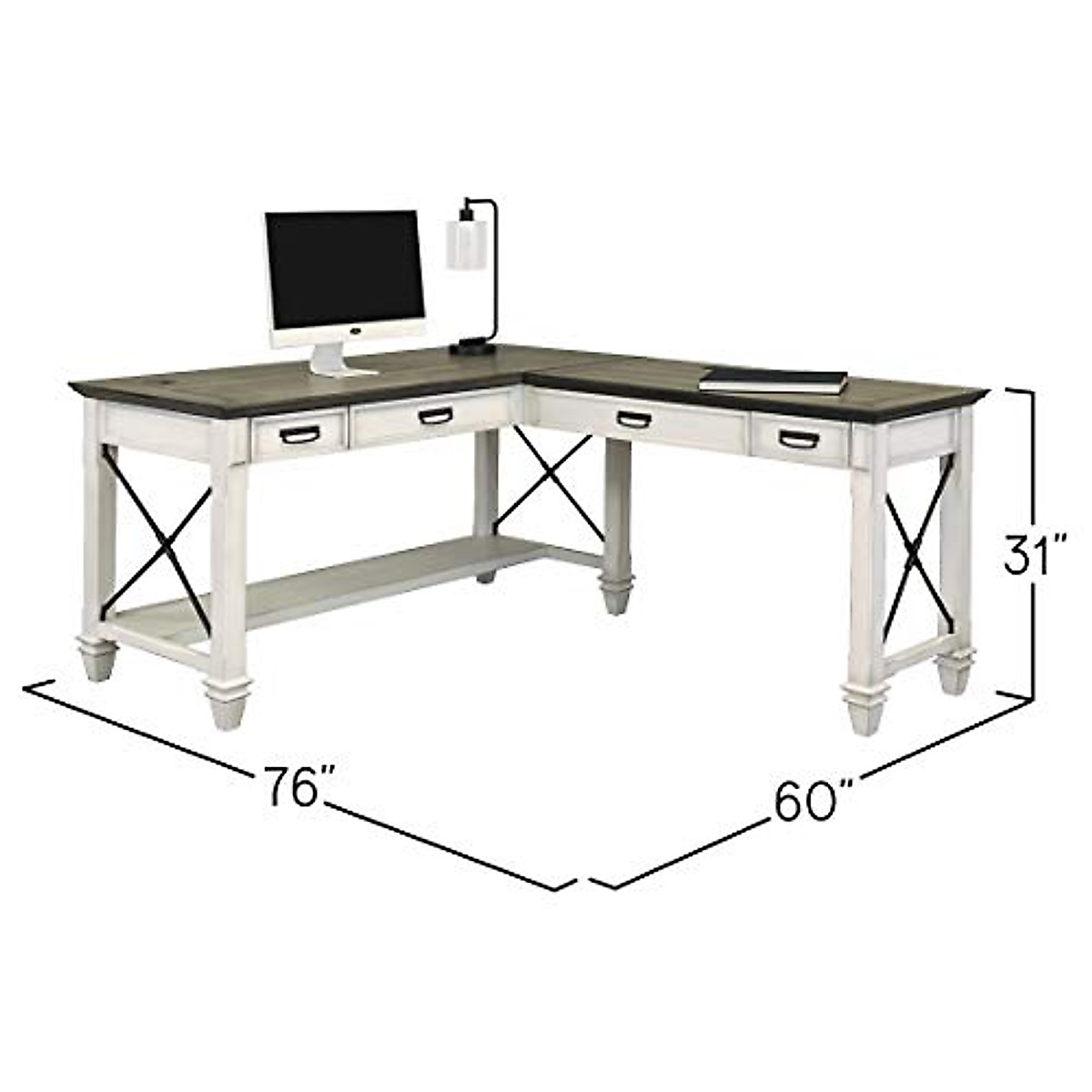 Martin Furniture Open L-Desk, White