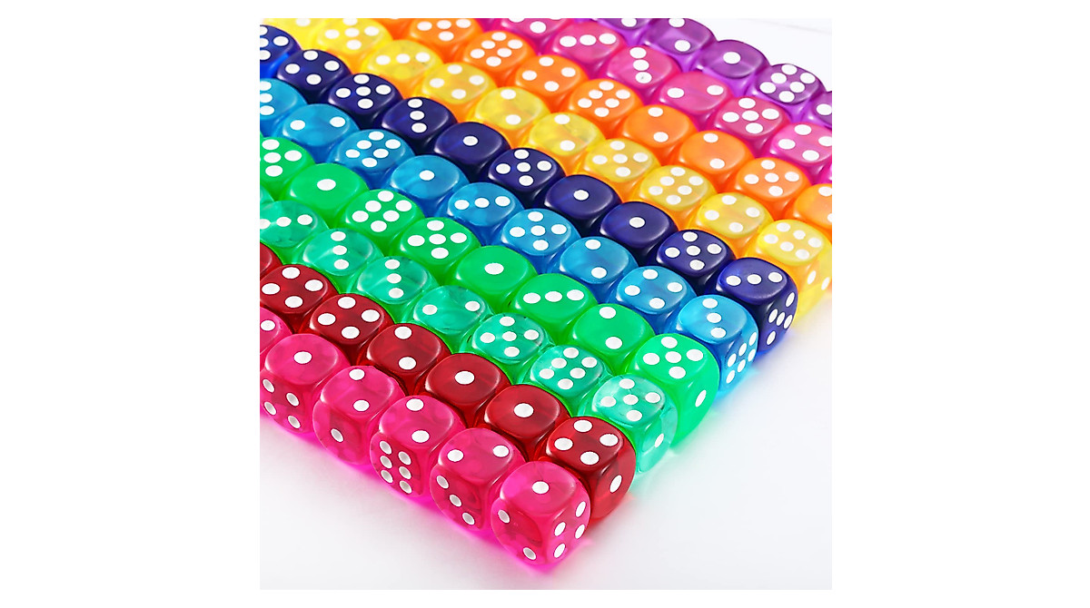 Blulu Rainbow 6-Sided Dice Set for Games and Party Favors