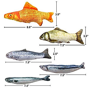 Youngever 7 Cat Toys Assortment with 5 Refillable Catnip Fish Cat Toys and 2 Catnip Fur Mouse Cat Toys, Extra Catnip for Refill, for Cat, Puppy, Kitty, Kitten, Ferret, Rabbit