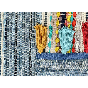 The Home Talk Recycled Denim Area Rug | Carpets Suitable for Living Room, Bedroom, Dining Room, Home Décor | Handcrafted Rugs | Non-Skid | Bohemian Contemporary | 2’ x 5’ | Denim Rag Store