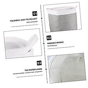 OKUMEYR Laundry Basket Toy Baskets Woven Storage Baskets Wicker Basket Clothes Hamper Wicker Storage Bins Wicker Laundry Hamper Gray Baskets Foldable Clothes Basket Grey Cotton Rope