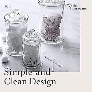 Premium Glass Apothecary Jars with Lids | Set of 3 | Small Glass Jars for Kitchen or Bathroom Storage / Qtip Holder / Cotton Swab Holder | Glass Jar with Lid for Laundry Room Storage, Bathroom Canisters, Mason Jar Bathroom Accessories Set | Bathroom Jars