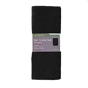 LUCKISS Microfiber Dish Drying Mat Reversible - 2 Pack Super Absorbent Drying Pad, Dish Drainer Mat For Kitchen Counter, 16 x 18 inch