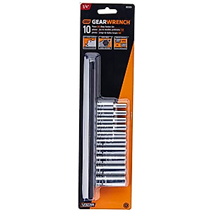GEARWRENCH 10 Pc. 1/4" Drive 6 Pt. Deep Socket Set, SAE - 80305