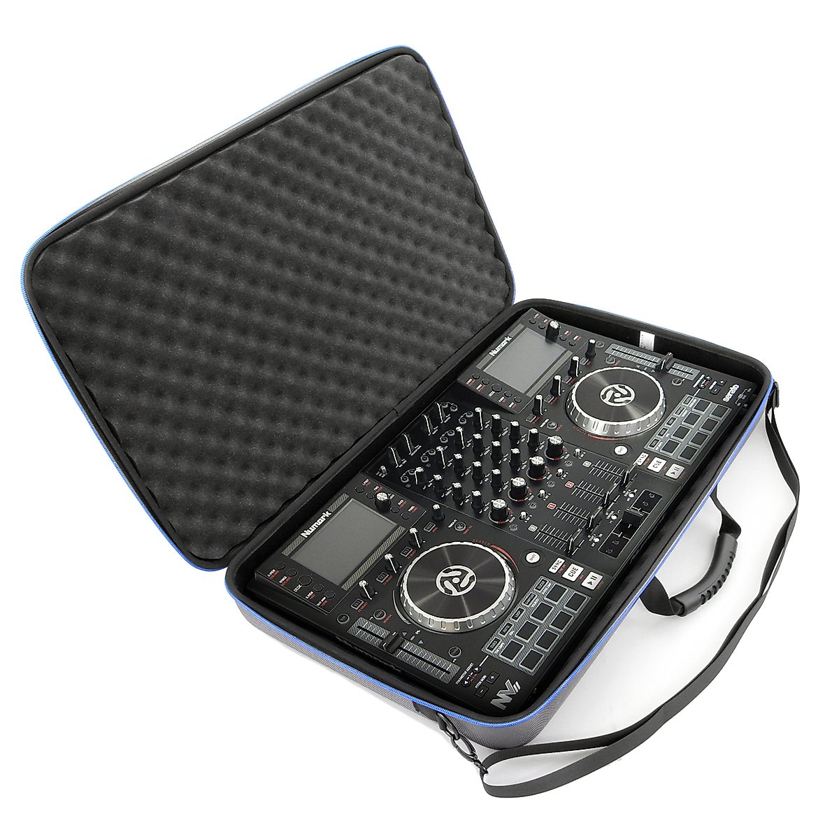 CASEMATIX Travel Case Compatible with Numark Mixstream Pro Plus, Mixstream Pro Go Standalone DJ Controller, Numark NV2 Serato Mixers and More - Includes Carrying Case Only with Shoulder Strap