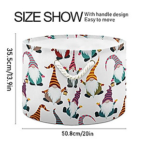 Bolaz Large Storage Basket Christmas Gnomes Cute Toy Storage Box Organizer Bins with Handles Laundry Hamper Basket for Home Decor