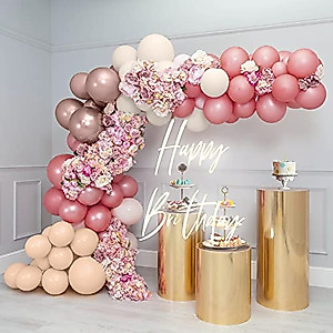 RUBFAC Dusty Pink Boho Blush Balloons Arch Garland Kit, 138pcs Metallic Rose Gold Retro Pink Nude Balloons Garland for Baby Shower, Engagement and Gender Reveal Party Decorations