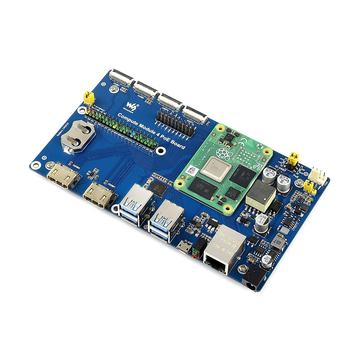Compute Module 4 IO Board with PoE Feature for All Raspberry Pi Compute Module 4,Integrates 802.3af-Compliant PoE Circuit,4X USB 3.2 Gen1 Ports,2X MIPI DSI Display/CSI-2 Camera Connectors