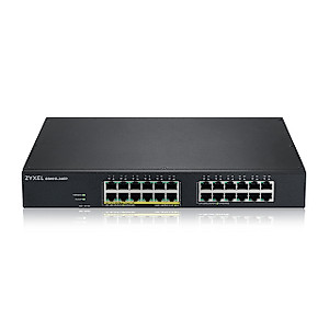 ZYXEL 24 Port PoE Switch Gigabit Ethernet Smart (GS1915-24EP) - Managed, with 12x PoE+ @ 130W, Optional Nebula Cloud, Rackmount, Limited Lifetime Protection