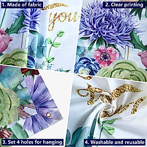 Flowers Birthday Party Backdrop Pink Flower Bush Garden Birthday Photography Background for Girls Women Happy Birthday Party Background Banner for Birthday Proposal Party Decoration Supplies