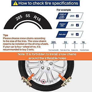 AutoChoice Emergency Snow Chains, Tire Chains with Thickened Manganese Steel for Car Truck SUV in Ice, Sand and Mud(6 Packs, Tire Width 235-285mm)