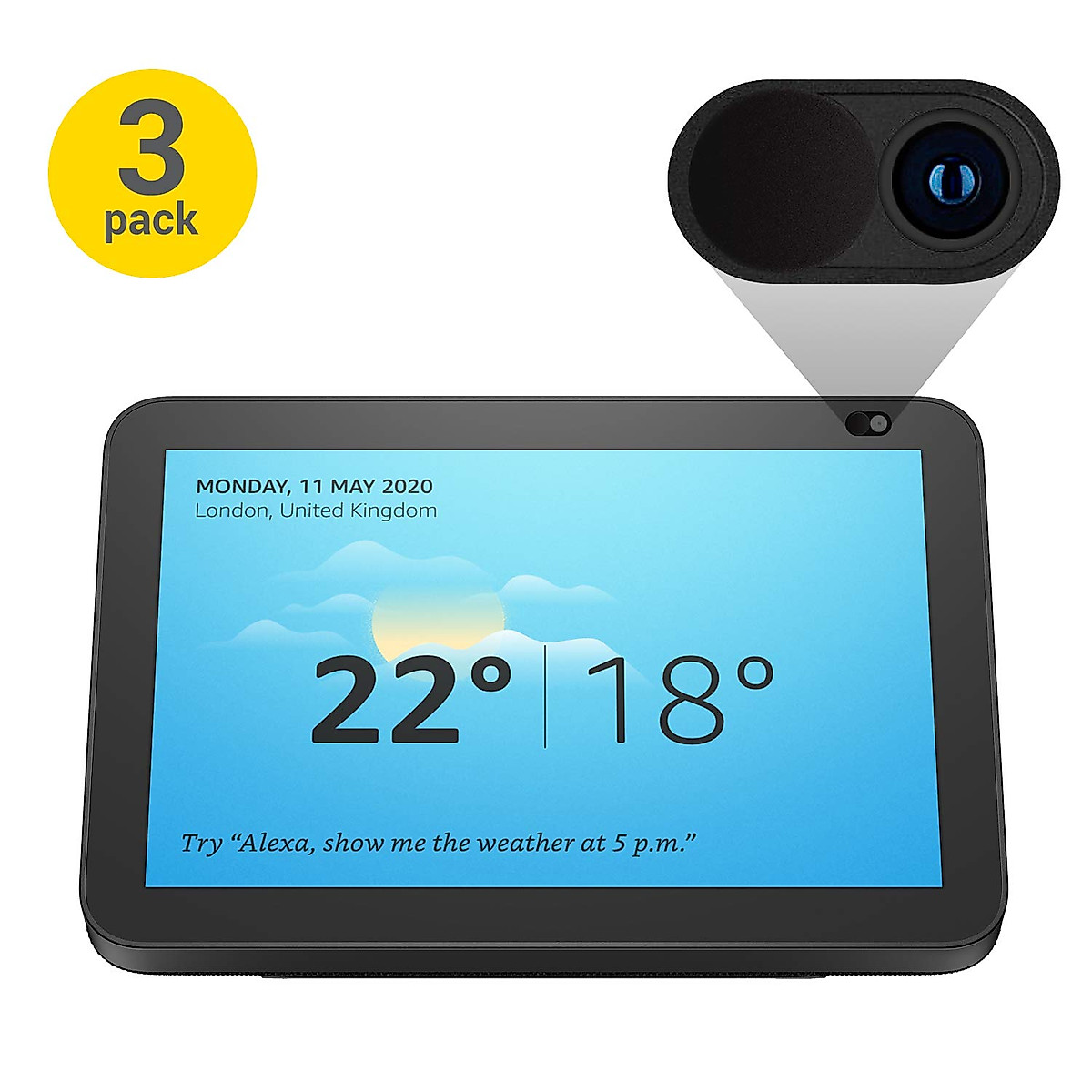 Olixar for Amazon Echo Show 8 Camera Cover - Privacy Slide - Webcam Cover - Compatible with Laptops, Tablets & Smartphones - Anti Hack Security - 3 Pack