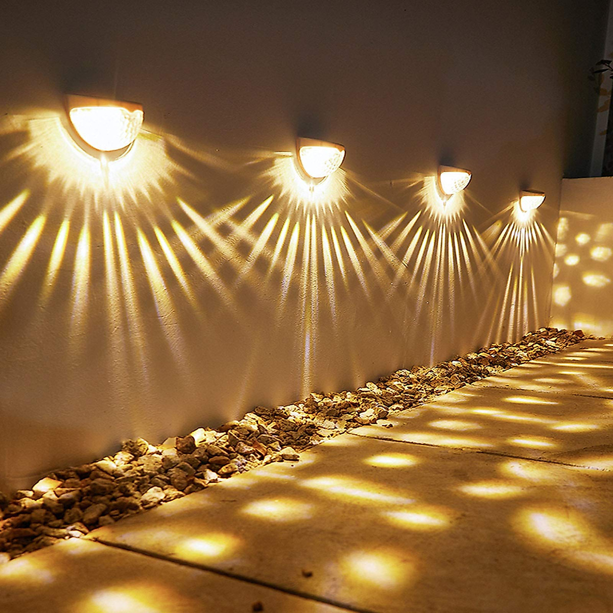 Lxcom Lighting Solar Wall Lights Solar Fence Light Solar Deck Lights Outdoor Solar Fence Post Lights Solar Powered Wall Lights Decorative Deck Light for Home Garden Lawn Backyard, 2 Pack (Warm White)