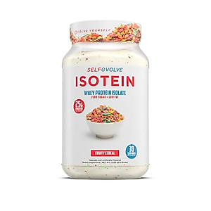 SELFe Isotein Isolate Protein Powder Supplement by SelfEvolve - 25g whey Protein Isolate, 0g of Added Sugar, 1g of Fat (Fruity Cereal, 2lb)