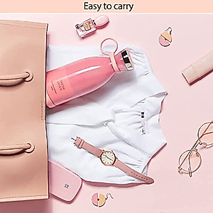 Personal Size Blender, Portable Blender, Battery Powered USB Blender, with Four Blades, Mini Blender Travel Bottle for Juice, Shakes, and Smoothies (Pink)