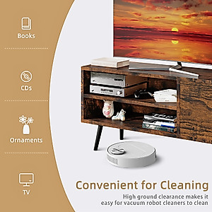 Vongrasig TV Stand for 55 Inch TV, Entertainment Center, Media Console Table with Open Shelves and Storage Drawer for Bedroom, Living Room, Wood Modern Farmhouse Television Stands, Rustic Brown