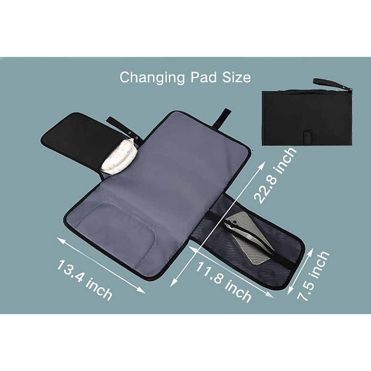 UISKOOPW Diaper Backpack, Baby Nappy Waterproof Changing Bags Travel BackPack with Changing Pad & Stroller Straps (Black)