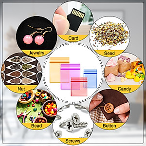 400 Pcs Small Plastic Bags- 7 MIL Thick, Mini Plastic Seal Jewelry Earrings Coin Candy Bags, Resealable Strong Poly Baggies for Travel, Storage, Packaging Shipping (Blue, Red, Orange, Pink)