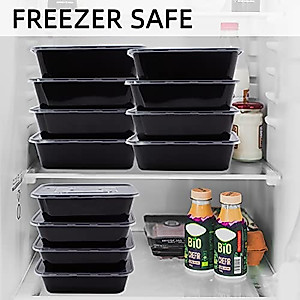 [24oz-50pack] Disposable Food Containers with Lids Plastic Black Meal Prep Storage Container for Food Microwave Safe Eco-Friendly, BPA-Free, Durable & Stackable