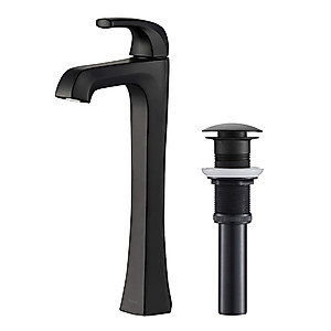 Kraus KVF-1210MB Esta Single Handle Vessel Bathroom Faucet with Pop-Up Drain, Matte Black