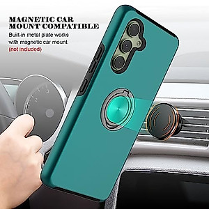 lovpec for Samsung Galaxy A54 5G Case with Glass Screen Protector, Ring Holder Kickstand Drop Proof Protective Slim Dual Layer Stand Non-Slip Tough Cover Cell Phone Case for Galaxy A54 5G (Green)