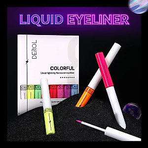 Kusslippe 8 Colors Neon Liquid Eyeliner Set, Long Lasting Colorful UV Glow Rainbow Matte Eyeliner Pen For Body Face Painting, 8 Count (Pack of 1)