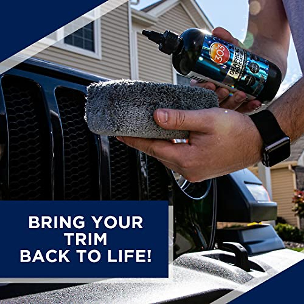 303 Products Graphene Trim Coating – Hydrophobic Graphene Coating – UV Protectant Coating – 6 Months of Protection – Darkens and Renews Plastic Trim – Non-Greasy – 8 Oz (30249)