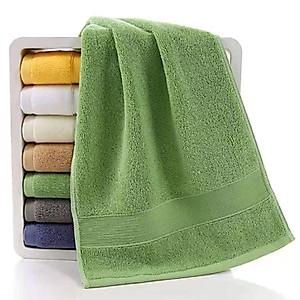 PUPOPIK Hand Towels for Bathroom 2 Pack-100% Cotton Hand Towel (14 x 30 Inch), Highly Absorbent and Quick Dry Face Washcloth, Home Soft Premium Towel for Hotel, Bath, Kitchen and Spa (Green)