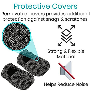 Vive Walker Ski Glide Covers 4 PCS - Heavy Duty Removable Padded Caps - Universal Fit Sock Pad for Indoor and Outdoor Use - Durable Medical Walker Floor Padding - Seniors Rollator Glider Accessories