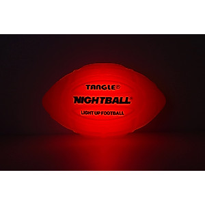 Nightball Tangle Glow in The Dark Inflatable LED Football - Light up Football with Bright LED Lights - Glow Football for Kids and Adults - Ideal Football Gifts for Teen Boys (Red)
