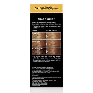 John Frieda Precision Foam Colour, Medium Natural Blonde 8N, Full-Coverage Hair Color Kit, Anti-Fade Gray Coverage, Deep Color Saturation Hair Dye, 1 Application