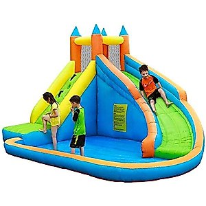 Inflatable Castle and Slide,S Children S Slides Inflatable Water-Spraying Small Rock Climbing Indoor and Outdoor Naughty Castles Square Children S Playground Colors 400 300 225Cm