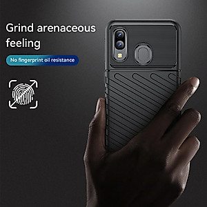 GTBDEKI Phone Case for Galaxy A40 Case, Samsung A40 SM-A405F Case with Screen Protector, Carbon Fiber Anti-Scratch Shockproof Flexible Rubber Silicone TPU Back Cover Cases for Samsung Galaxy A40 Black