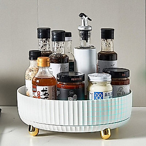 SNNAQSFR 2023 New Rotating Storage Rack - 360° Spinning Spice Rack Organizer, Safety ABS Material, Innovation Raised Edge Design, Must-have Tool for Kitchen (Small, White)