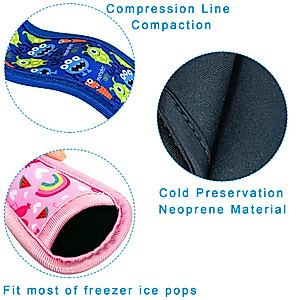 Hzran Ice Pop Sleeves, 8 Pieces Ice Pop Neoprene Insulator Sleeves, Freezer Popsicle Holder Sleeves, Colorful Ice Sleeves Holder Bag, Reusable Washable Ice Popsicle Holders for Kids.